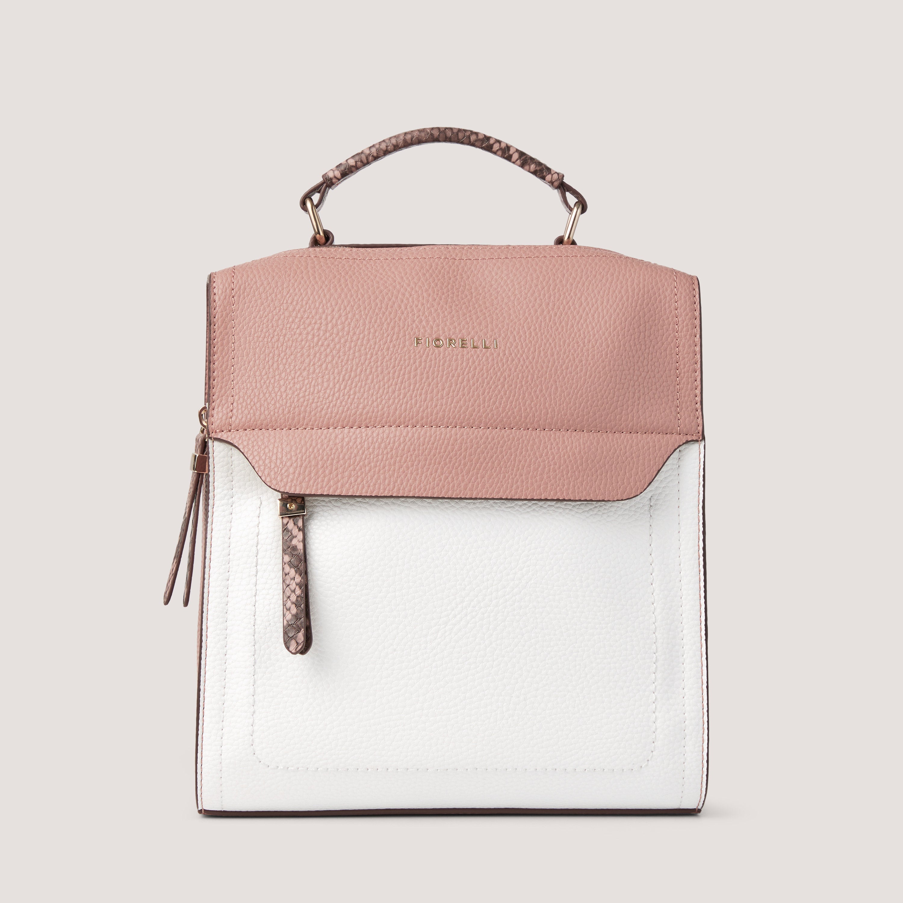 Isla Mini Backpack | Snake print, White & Caramel – Fiorelli.com