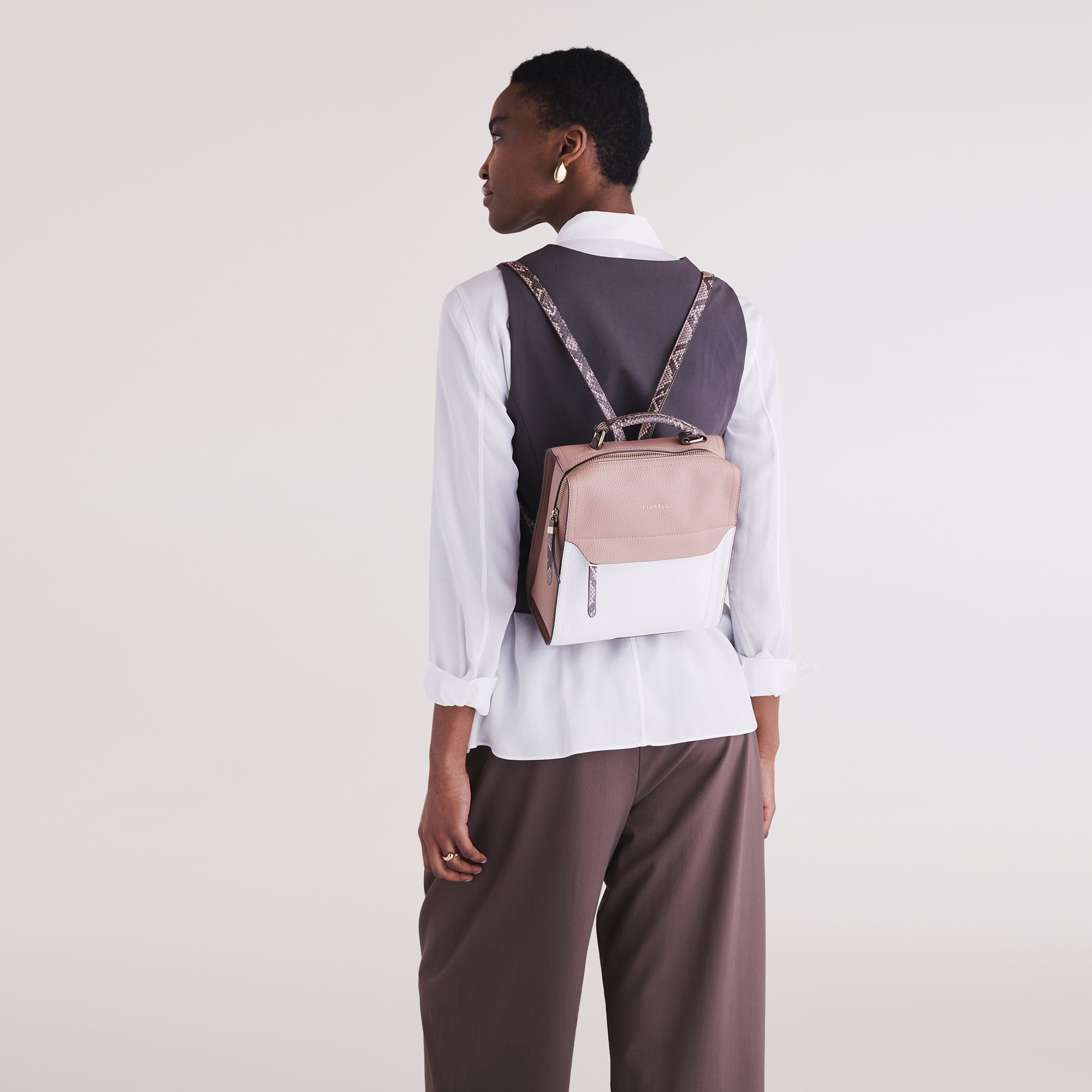 Isla Mini Backpack | Snake print, White & Caramel – Fiorelli.com